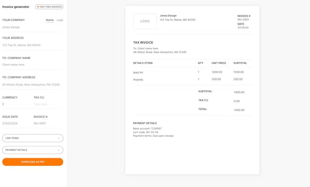 Invoice Generator Instant Free Invoice Generator Steemhunt 